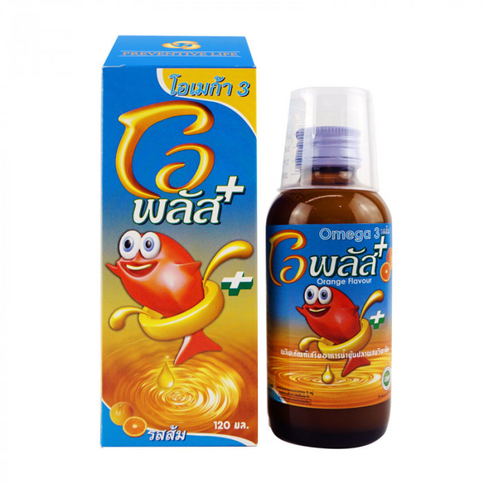 O Plus โอพลัส โอเมก้า 3 น้ำมันปลา รสส้ม ทานง่าย บำรุงสมอง เจริญอาหาร ...
