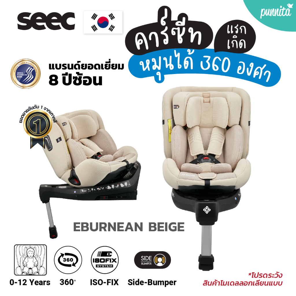 คาร์ซีท SEEC ZERO MAX 360E [i-SIZE] หมุนได้ 360 องศา สำหรับแรกเกิดถึง 12 ปี แบรนด์พรีเมี่ยม ...