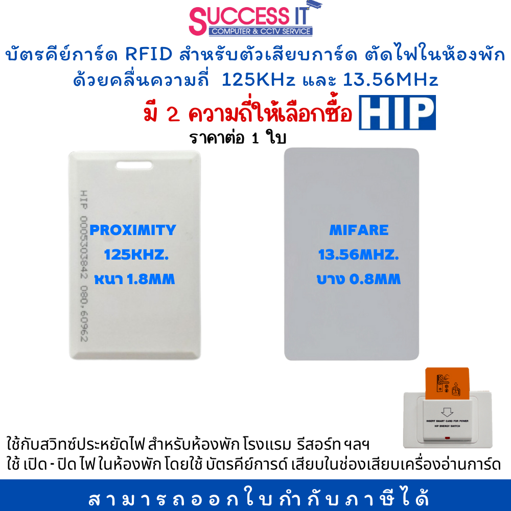 บัตรคีย์การ์ดตัดไฟ (KEY CARD) RFID HIP สำหรับตัวเสียบการ์ด ตัดไฟใน ...
