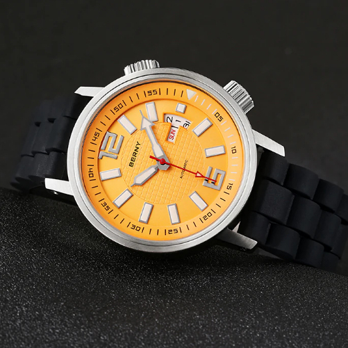 BERNY Men Automatic Compressor Diver Watch-AM7081M (Orange Dial ...