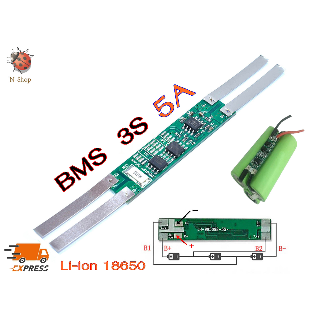 BMS 3S 5A,10A 11.1V 12.6V Li-ion วงจรป้องกันแบตเตอรี่ bms ชาร์จ ...