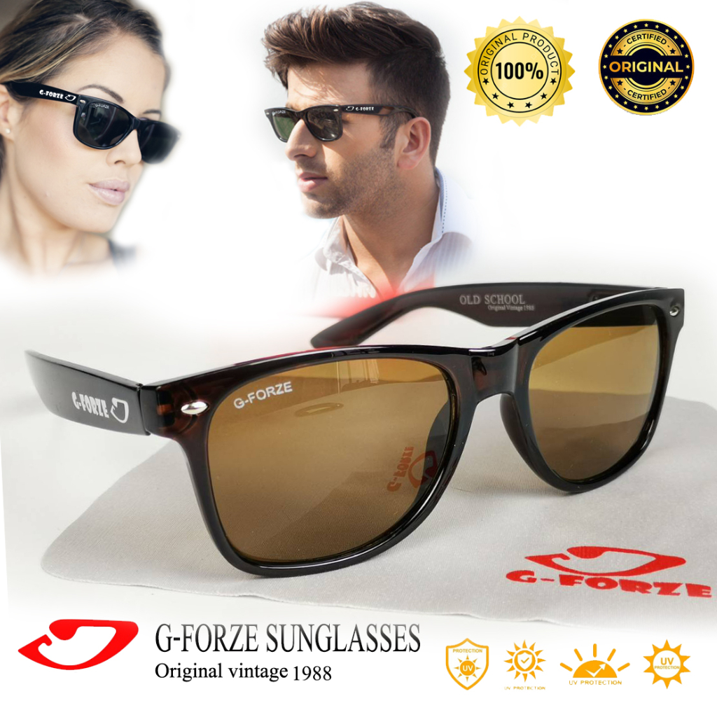 11 แว่นตากันแดด ขาสีชา เลนส์กระจก G-FORZE : OLD SCHOOL Made IN TAIWAN | Shopee Thailand