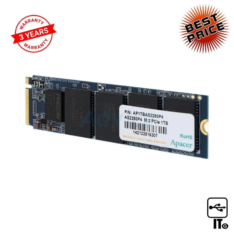 1 TB SSD M.2 PCIe APACER AS2280 (AP1TBAS2280P4-1) NVMe ฮาร์ดดิส ...