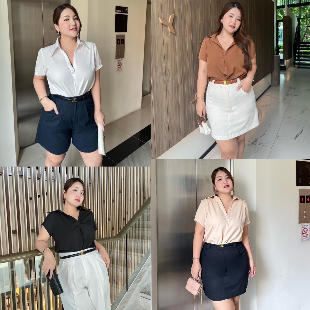 เชิ้ตคอปก ใส่แล้วผอมลงทันที 8สี M-4XL (ใหญ่กว่านี้สั่งตัดได้) รุ่น TINA | Shopee Thailand