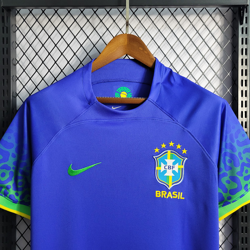 Brazil away blueเสื้อกีฬาแขนสั้น ลายทีมชาติฟุตบอลชุดเหย้า สําหรับผู้ชาย ...