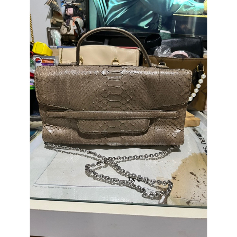 กระเป๋าหนังงูแท้ แบรน zarmoi มีสายโซ่สะพายข้าง | Shopee Thailand