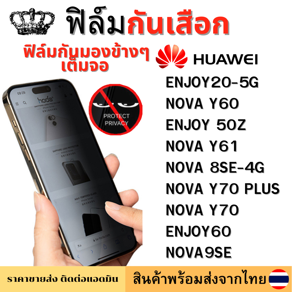 ฟิล์มกันมอง ฟิล์มกันเสือก Huawei ENJOY20-5G NOVA Y60 ENJOY 50Z NOVA Y61 NOVA 8SE-4G NOVA Y70 ...