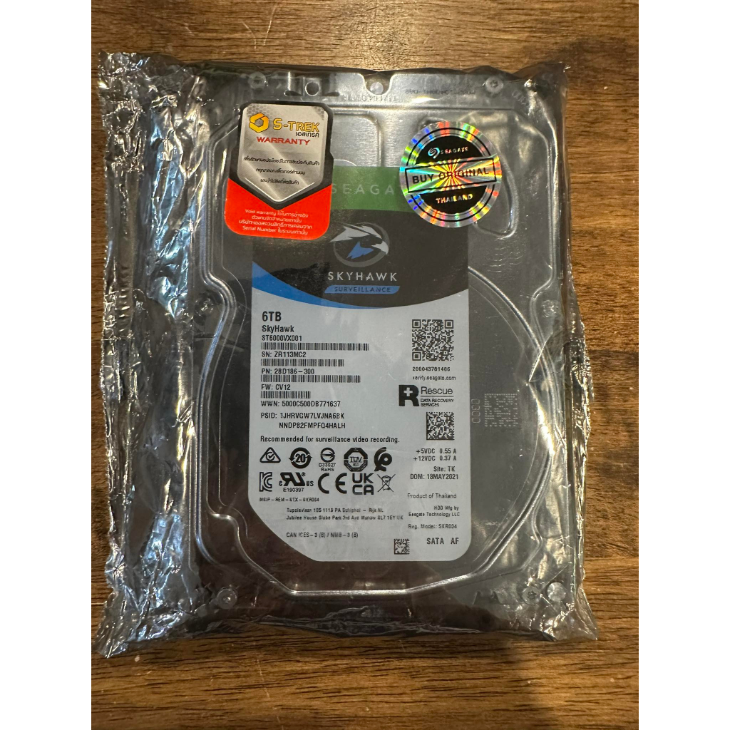 6 TB HDD CCTV SEAGATE SKYHAWK(5400RPM, 256MB, SATA-3, ST6000VX001 ...
