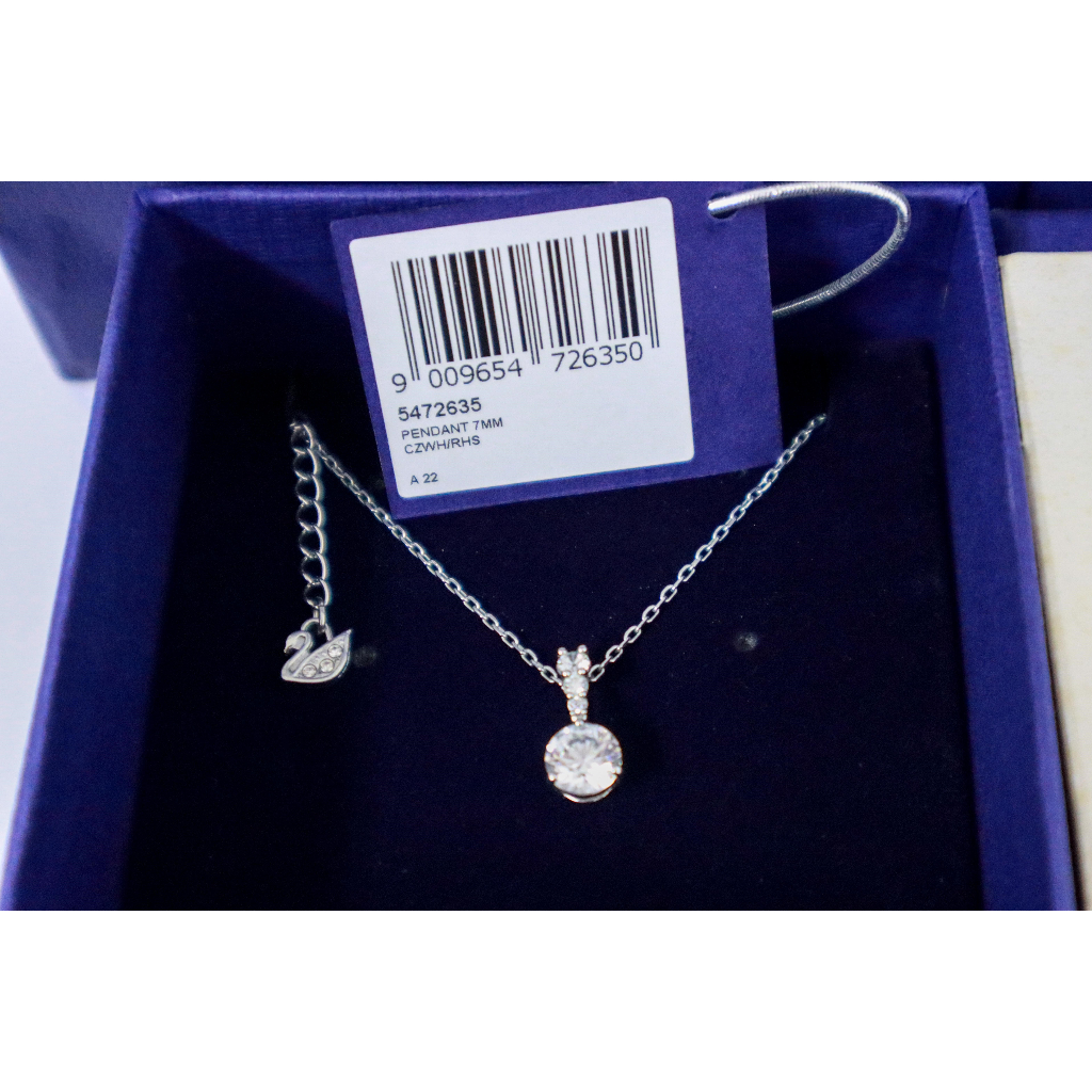 สร้อย Swarovski แท้ 100% Solitaire Pendant White, plated อุปกรณ์กล่องครบ | Shopee Thailand