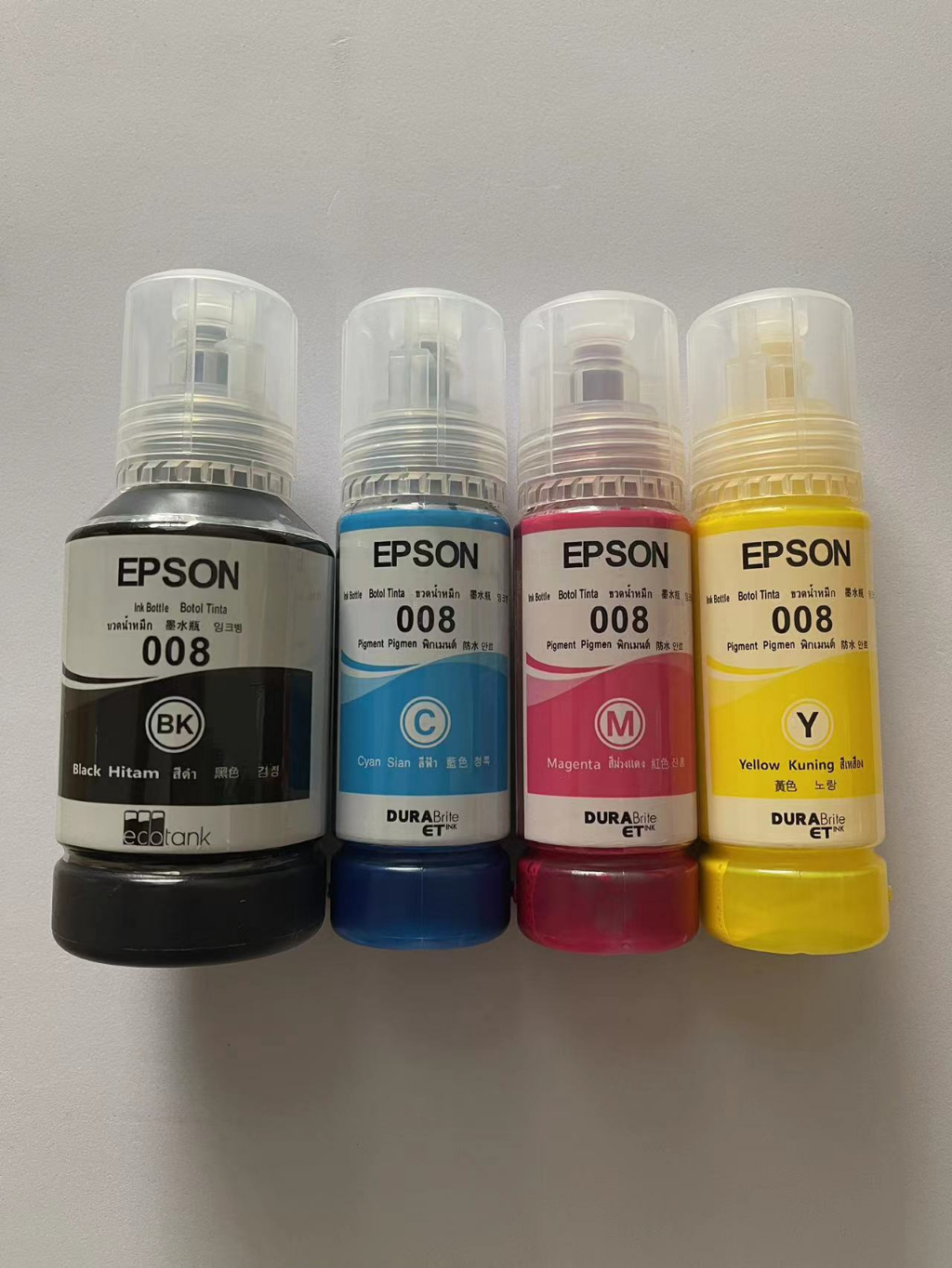 หมึกกันน้ำทุกสี 008 BK C M Y ใช้งานกับเครื่องรุ่น EPSON L6560 L6570 ...