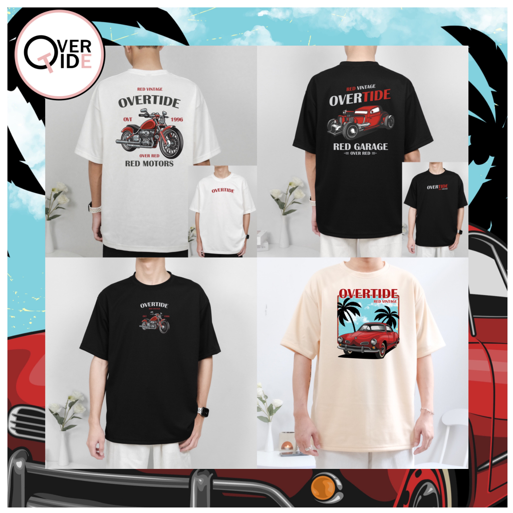 Overtide เสื้อยืดโอเวอร์ไซส์ คอลเลกชั่น Red Vintage หลายสี | Shopee ...
