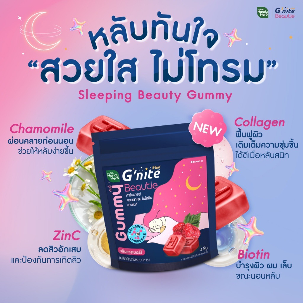 พร้อมส่ง กัมมี่ บิ้วตี้ HandyHerb Gnite Beauty Gummy บิวตี้กัมมี่ หลับทันใจสวยใสไม่โทรม ทานก่อน ...