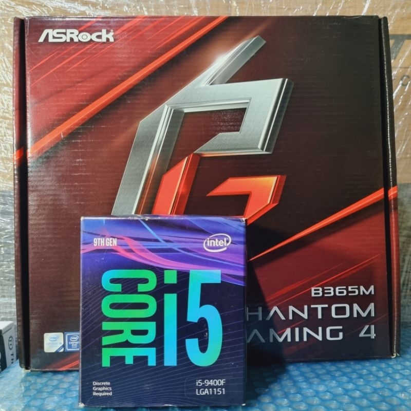CPU INTEL CORE I5 9400F 6C/12T + B365M ASROCK PHANTOM GAMING 4 (LGA 1151) มือ2 (มีกล่อง) ใช้งาน ...