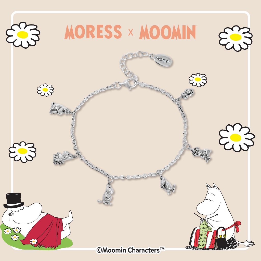 Moomin Family Silver Bracelet สร้อยข้อมือมูมินเงินแท้ | Shopee Thailand