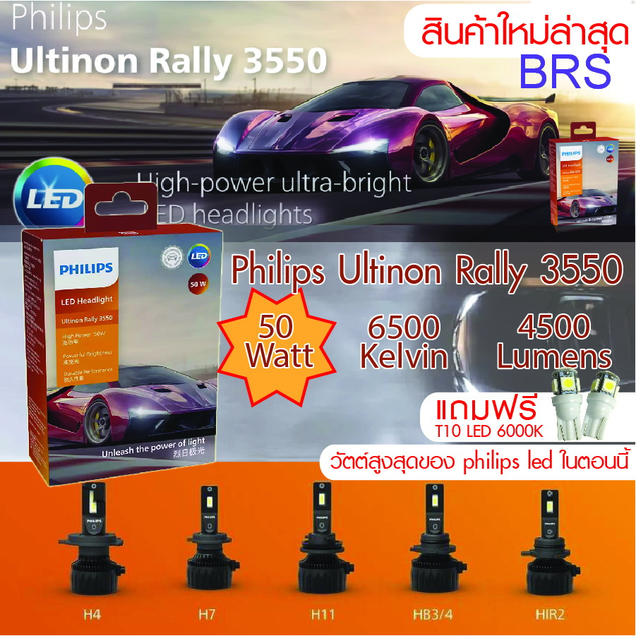 PHILIPS Ultinon Rally 3550 LED Headlight หลอดไฟหน้า LED 2023 กำลังไฟ ...