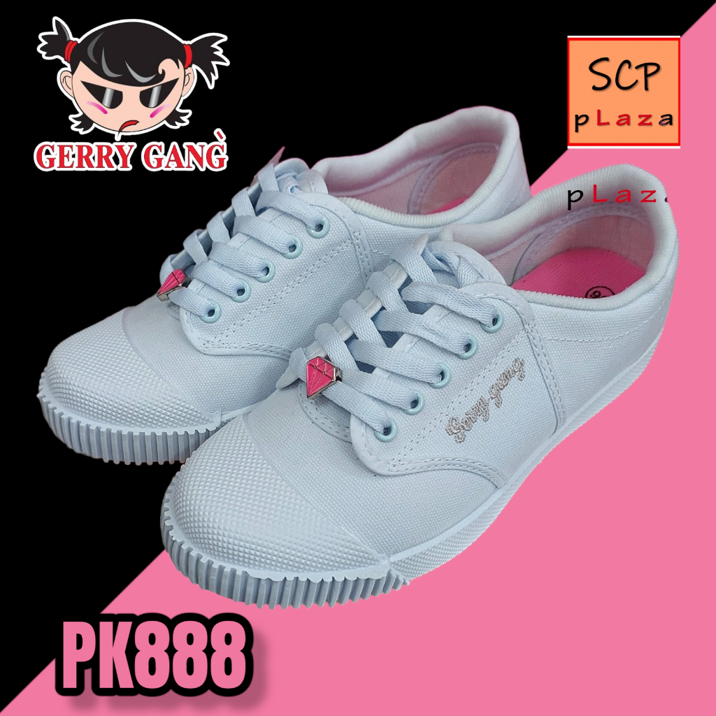 Gerry Gang รองเท้าผ้าใบนักเรียน สีขาวล้วน รุ่น PK 888 | Shopee Thailand