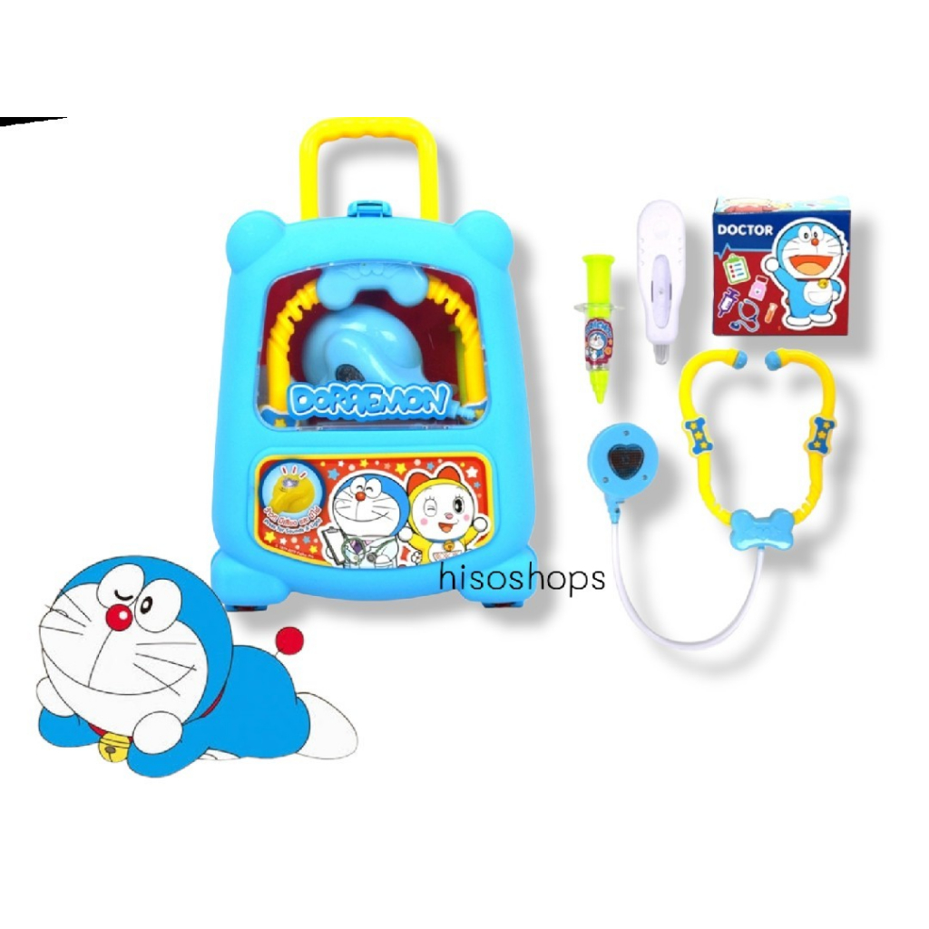 DORAEMON ชุดคุณหมอพกพาโดราเอมอน ชุดคุณหมอของเล่น แบบกระเป๋าลาก พร้อม ...