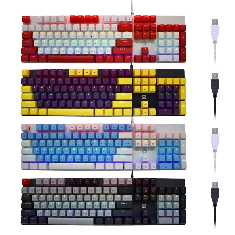 คีย์บอร์ด OKER K458 Backlit Keyboard Gaming คีบอร์ดเกมมิ่ง (Blue Switch ...
