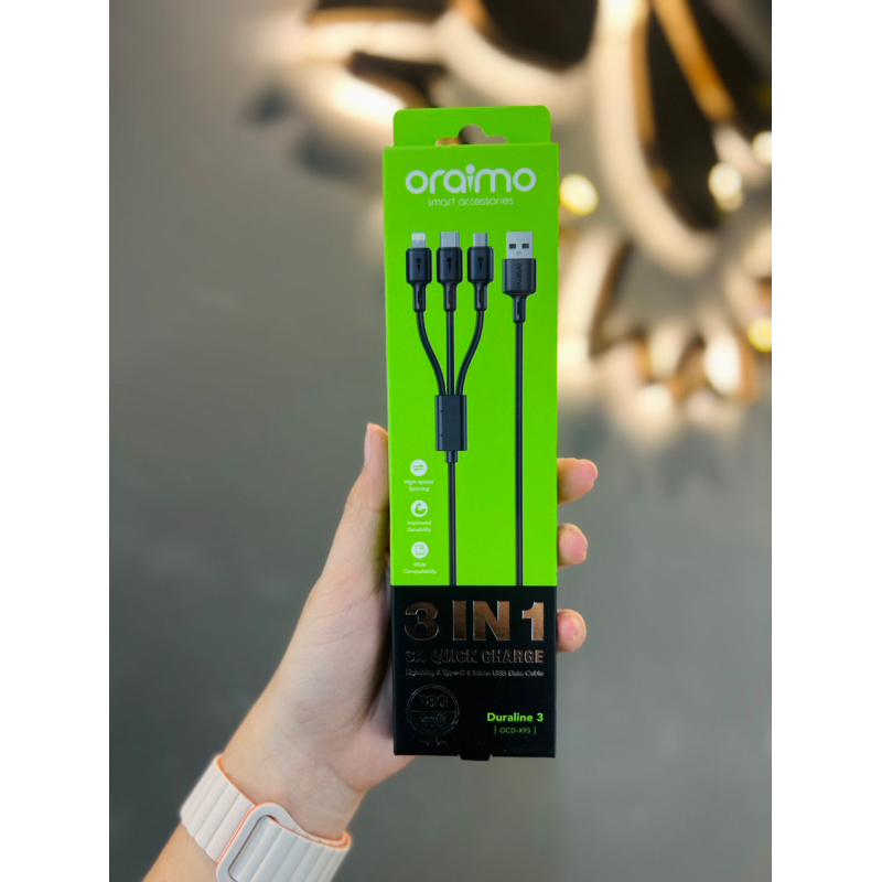 สายชาร์ Oraimo 3 in 1 Data Cable OCD-X92 Black 2A 1M สายชาร์จ 3 หัว ใน ...