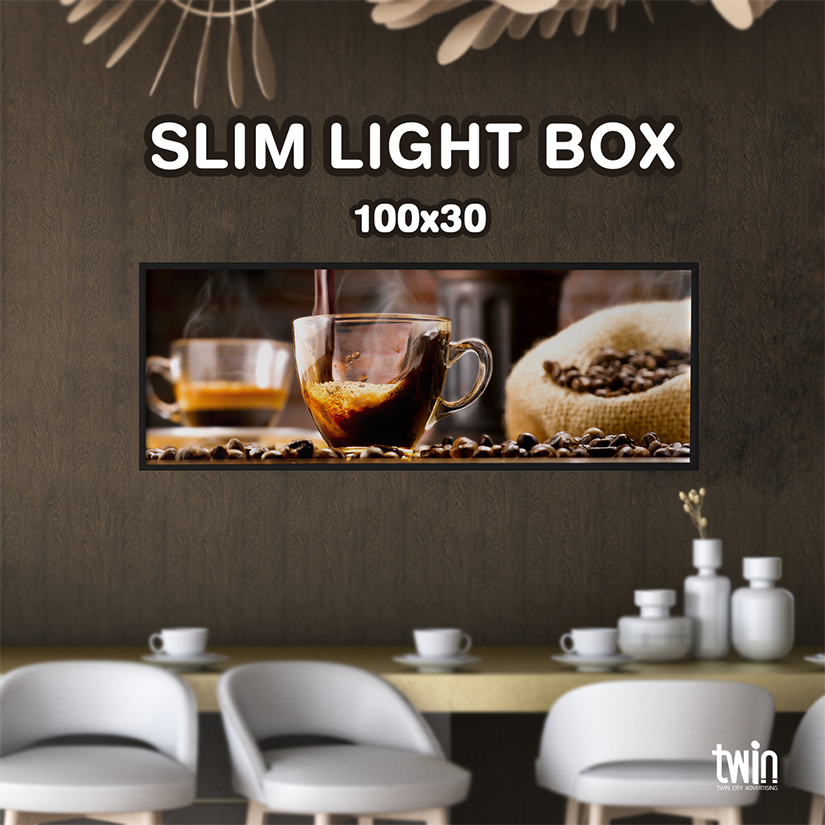 ป้ายไฟ Led Slim Light box ขนาด 100x30 cm เฟรมหน้าเรียบ 2.5 cm | Shopee ...