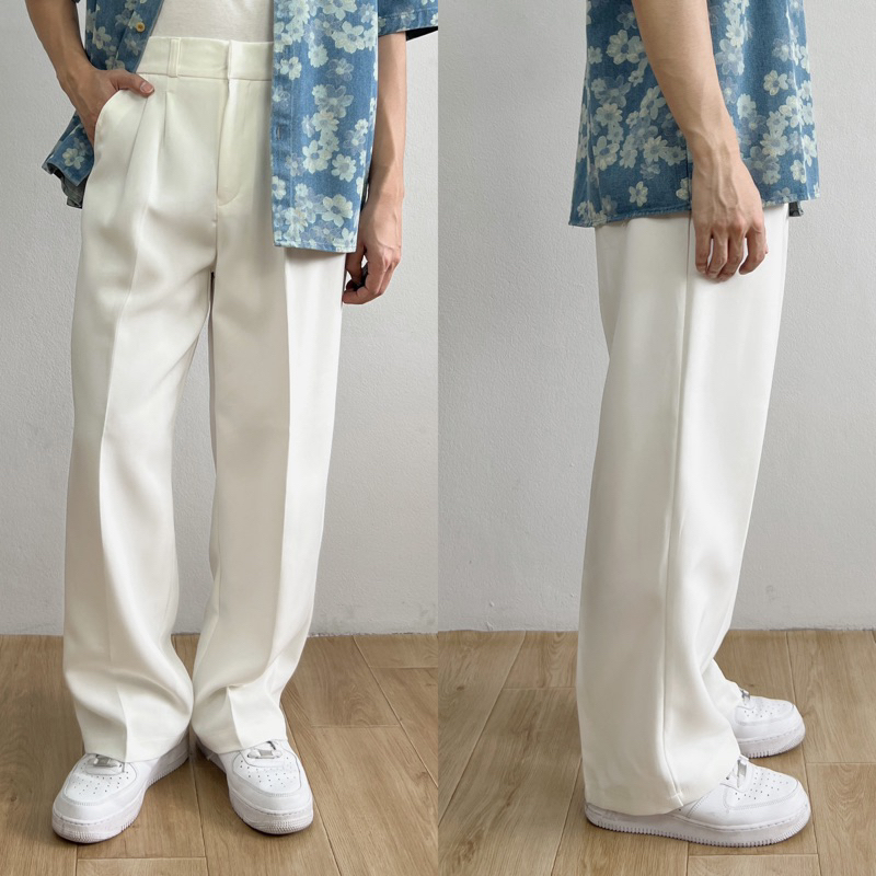 SLURBOYY Korea Slack กางเกงสแลคเกาหลี ขากระบอก (P0040) | Shopee Thailand