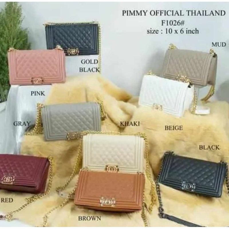 กระเป๋าทรงบอย ขนาด 10 นิ้ว แบรนด์ PIMMY (พิมมี่)F1026# | Shopee Thailand