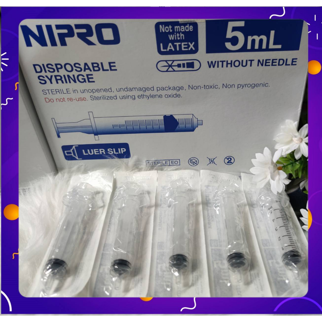 Syringe Nipro ไซริงค์ กระบอกฉีดยา ป้อนยา 5 ml. และ 10 ml. หัวฉีด (แบบไม่มีหัวเข็ม) แบ่งขาย ...