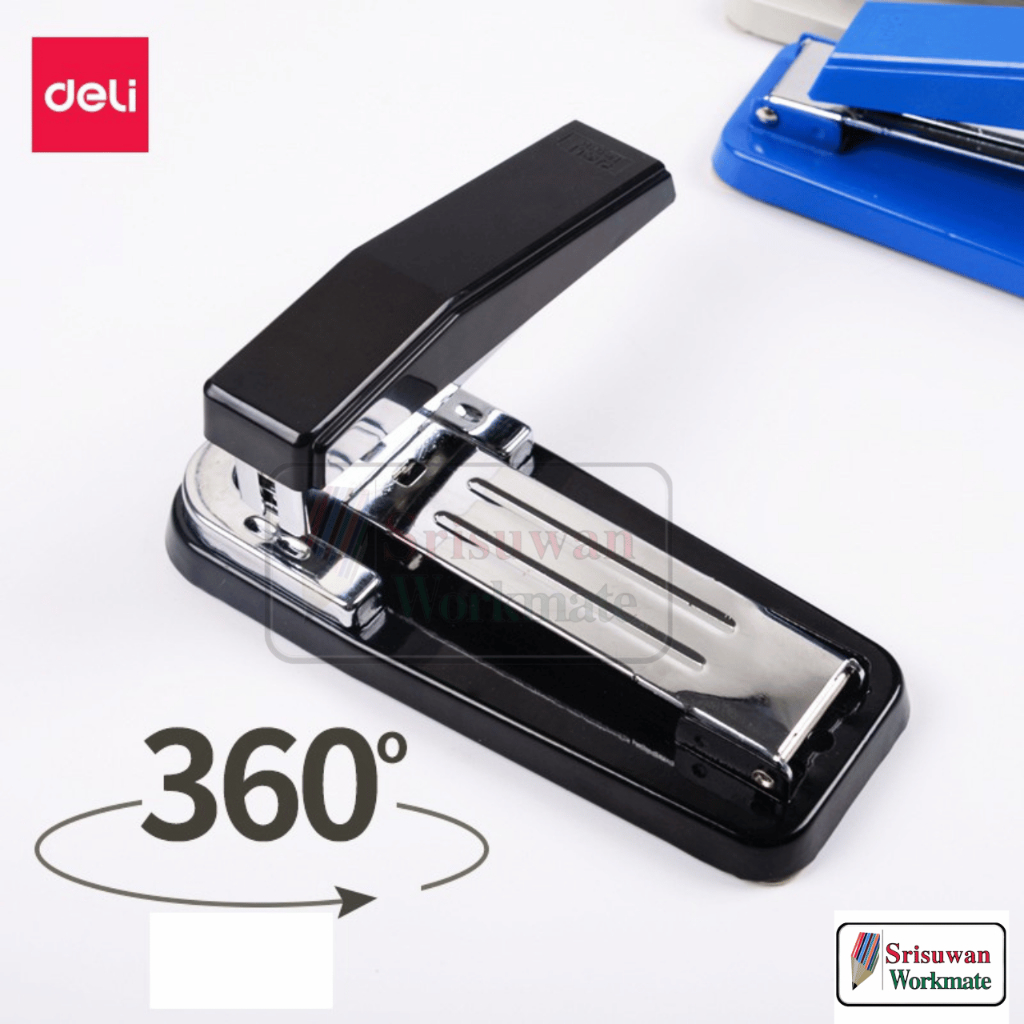 Deli 0414 Stapler คละสี เครื่องเย็บกระดาษ หมุนได้ แม็กเย็บ กลางกระดาษ ...