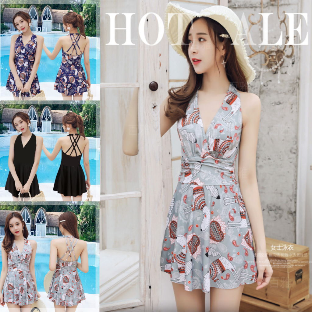 ERORO ชุดว่ายน้ำ เดรสกระโปรง ฟรีไซส์ แบบชิ้นเดียว สำหรับผู้หญิง | Shopee Thailand