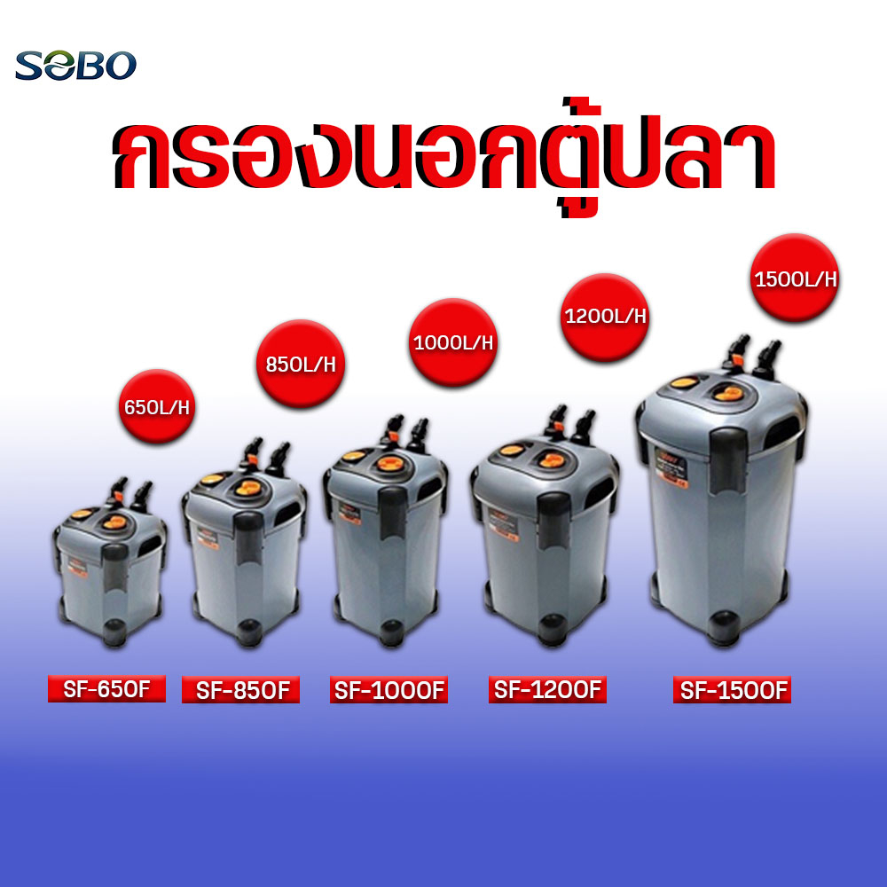 กรองนอกตู้ปลา SOBO SF 650F, 850F, 1000F, 1200F, 1500F ทำงานเงียบ กรอง ...