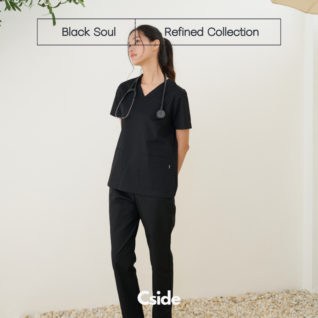 Cside Scrub - Refined Collection - Black Soul - ชุดสครับคอวี Unisex ...
