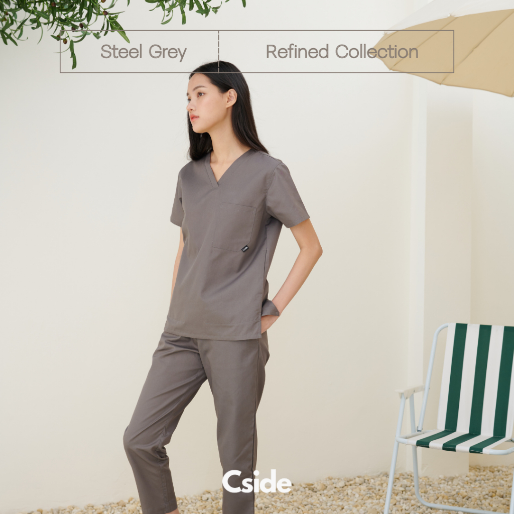Cside Scrub - Refined Collection - Steel Grey - ชุดสครับคอวี Unisex ...