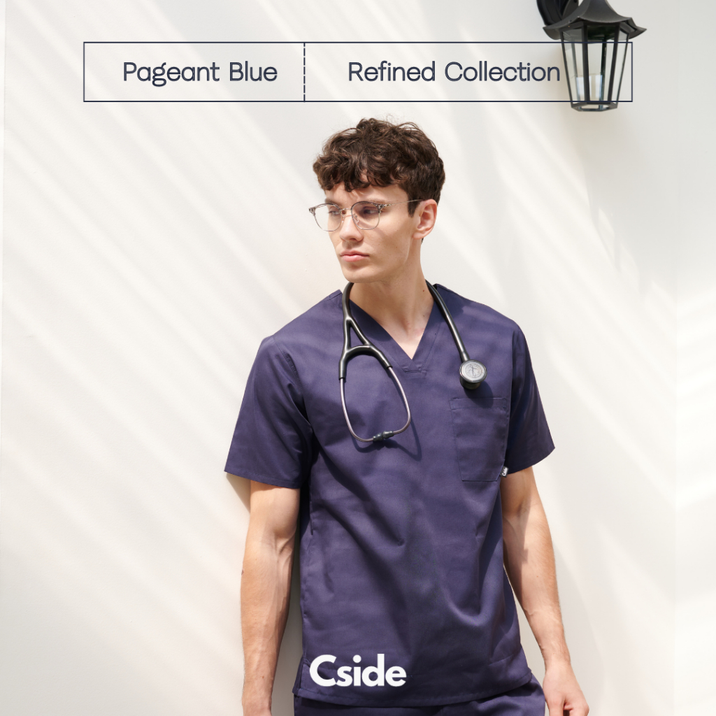 Cside Scrub - Refined Collection - Pegeant Blue - ชุดสครับคอวี Unisex ...