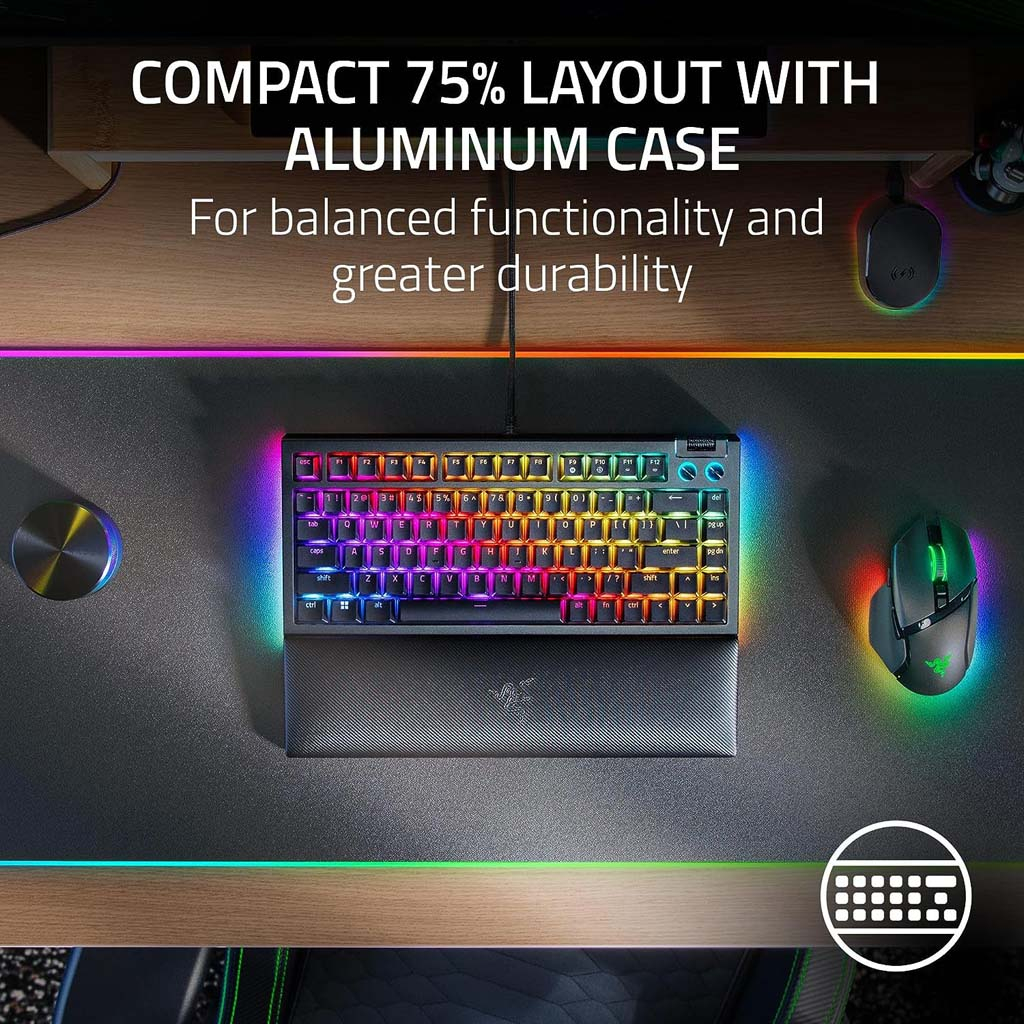 Razer Blackwidow V4 75% - คีย์บอร์ดเกมมิ่ง Mechanical เปลี่ยนสวิตช์ได้ (Hot-swappable) (คีย์ EN ...