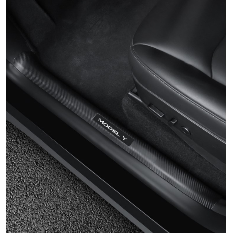 Tesla M3 Highland 3/YCarbon Fiber Style Sill Protector แผ่นกันรอยชาย ...