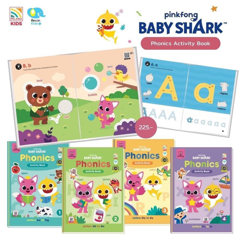 Pinkfong Baby Shark Phonics Activity Book 1-4 | Shopee Thailand