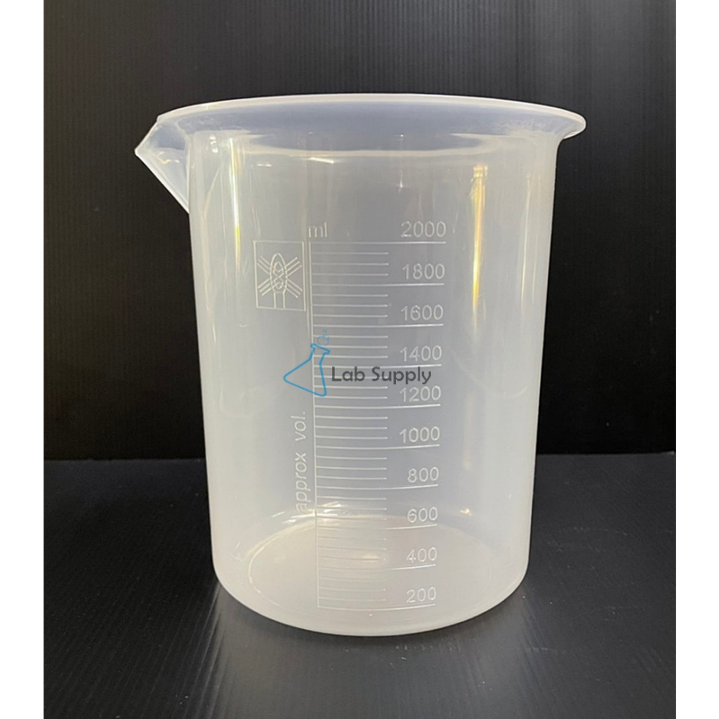 INDIA_BeakerPP(Plastic), EU Design บีกเกอร์พลาสติก(ไม่มีหูจับ) ขนาด 250 500 1000 2000 ml ...