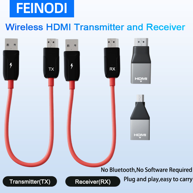 FEINODI เครื่องส่งและรับสัญญาณ HDMI ไร้สาย Mirroring อะแดปเตอร์ HDMI ไร้สายสำหรับการประชุม/ห้อง ...