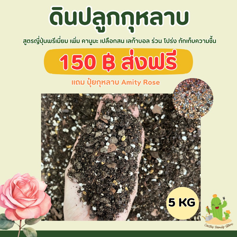 ดินปลูกกุหลาบ 5 กิโล แถมปุ๋ยกุหลาบ Amity rose | Shopee Thailand