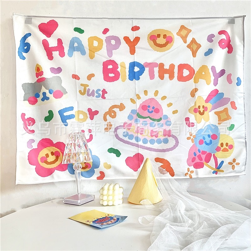 HL060 ป้ายผ้าลายHBDพร๊อพแต่งงานวันเกิดมินิมอลหลากสี X2-3 [01] | Shopee ...