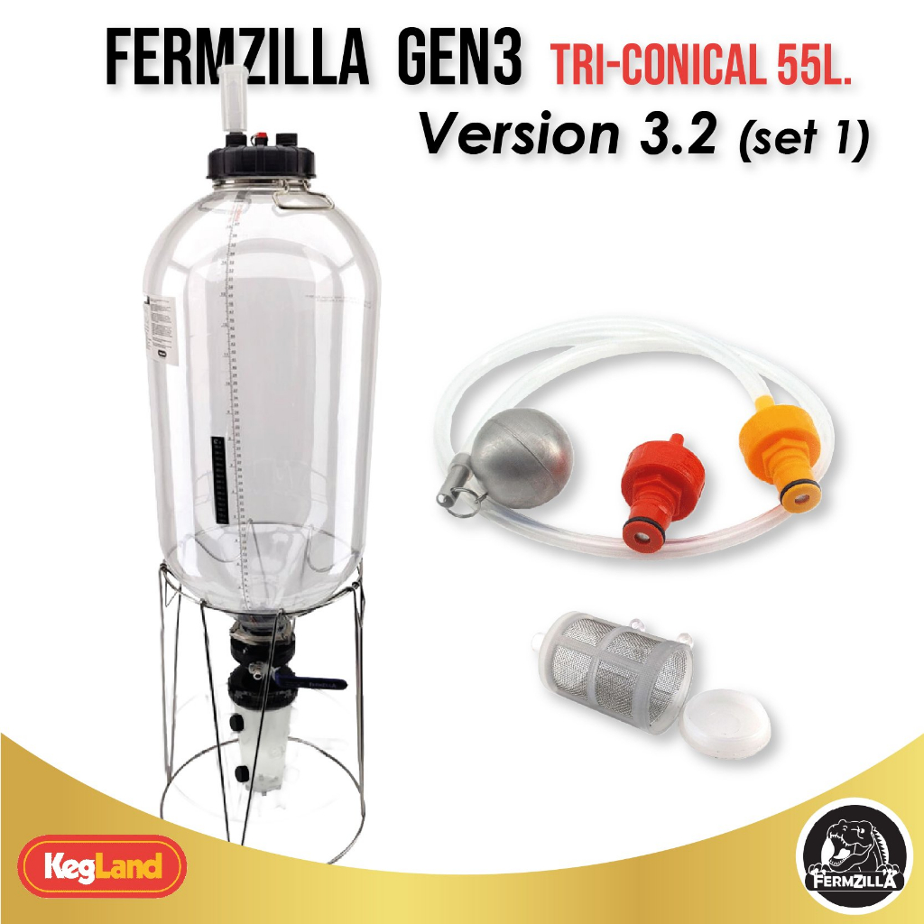 FermZilla 55L Gen 3.2 + Cap แดง, เหลือง + ลูกลอย กรอง | Shopee Thailand