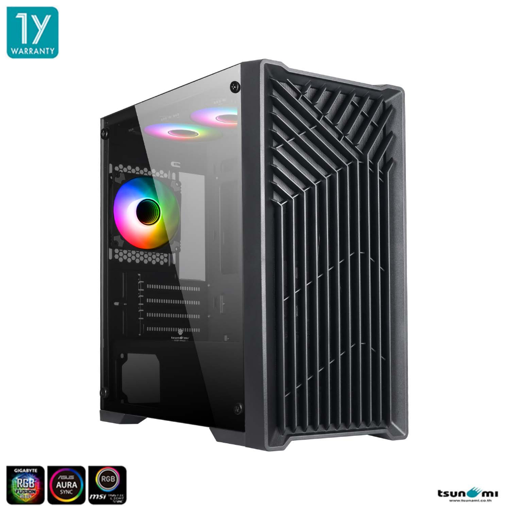 เคสคอมพิวเตอร์ Tsunami M211W Tempered Glass ARGB M-ATX Gaming Case with 1264K*3 รับประกันสินค้า ...