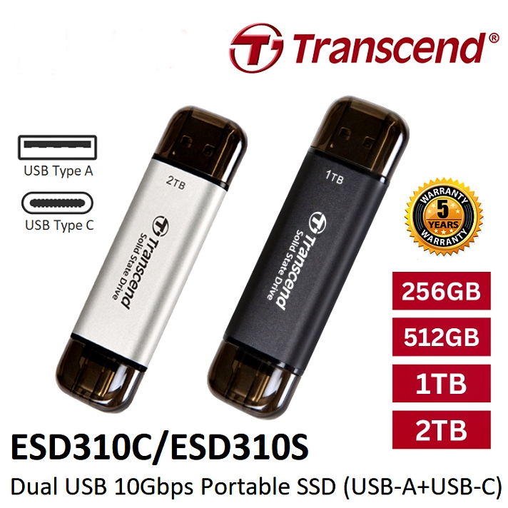 Transcend External SSD smallest 1TB : ESD310C : Type-A and Type-C ...