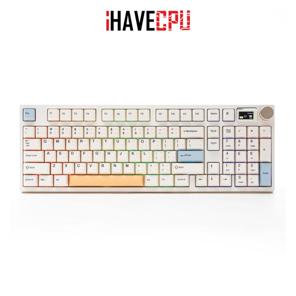 iHAVECPU KEYBOARD (คีย์บอร์ด) KEYDOUS NJ98 WHITE (GATERON YELLOW PRO ...