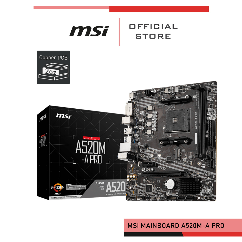 MSI A520M-A PRO MAINBOARD (เมนบอร์ด) MSIMBA520M-A PRO | Shopee Thailand