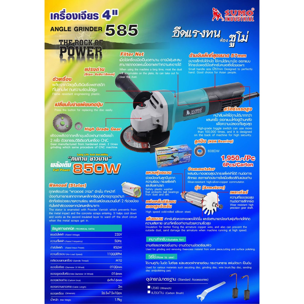 เครื่องเจียร 4” รุ่น S585 SUMO 570W | Shopee Thailand