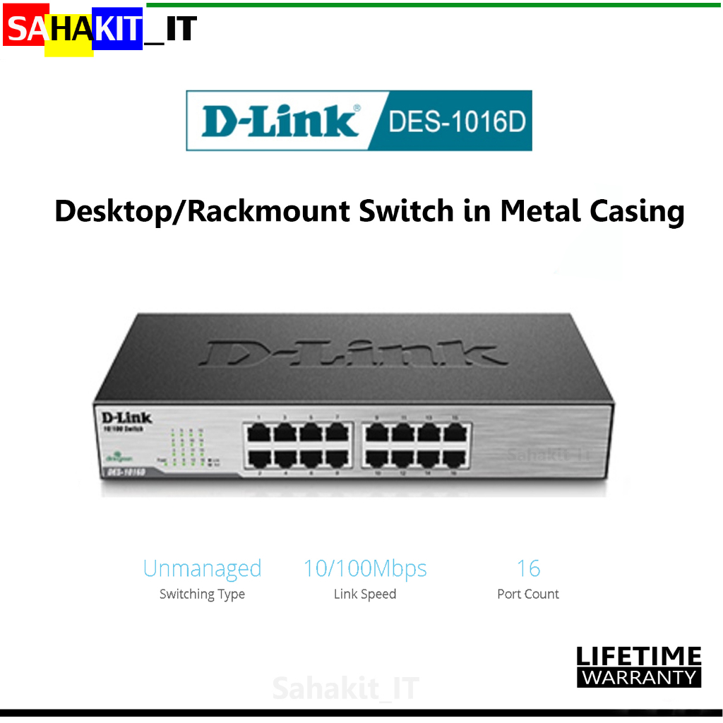 สวิทซ์ Desktop Switch (D-LINK) 16 PORT 10/100 Mbps Desktop Switch รุ่น ...