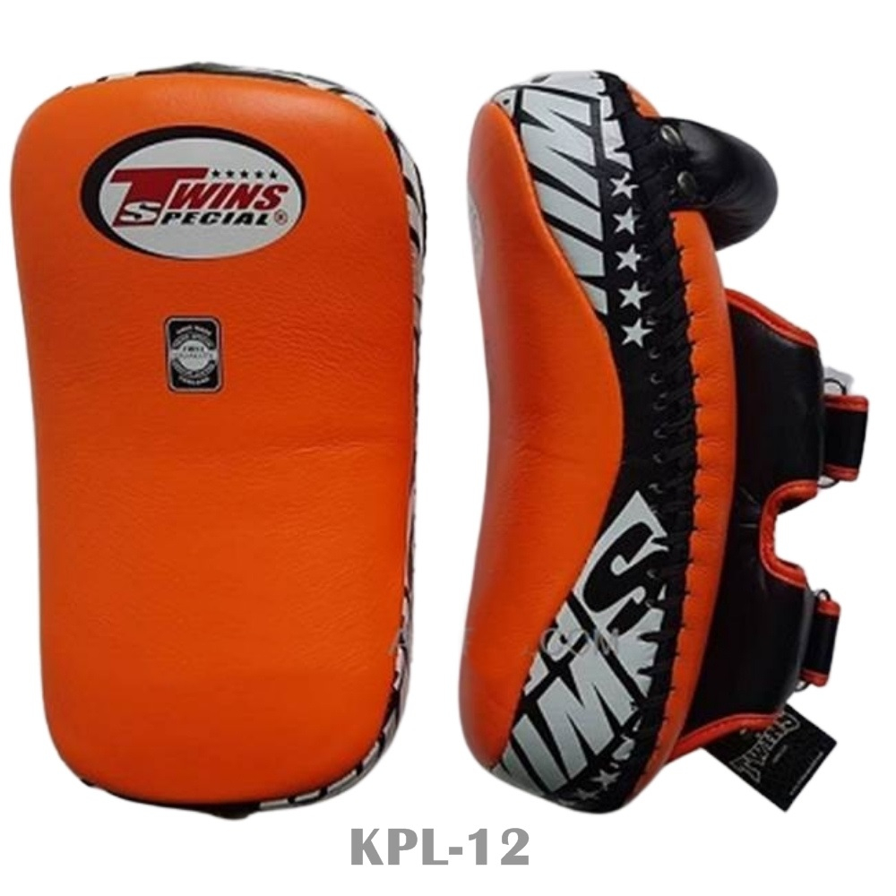 Twins Special Kick Pads KPL-12 Orange-black Curved ( M) genuine Leather ...