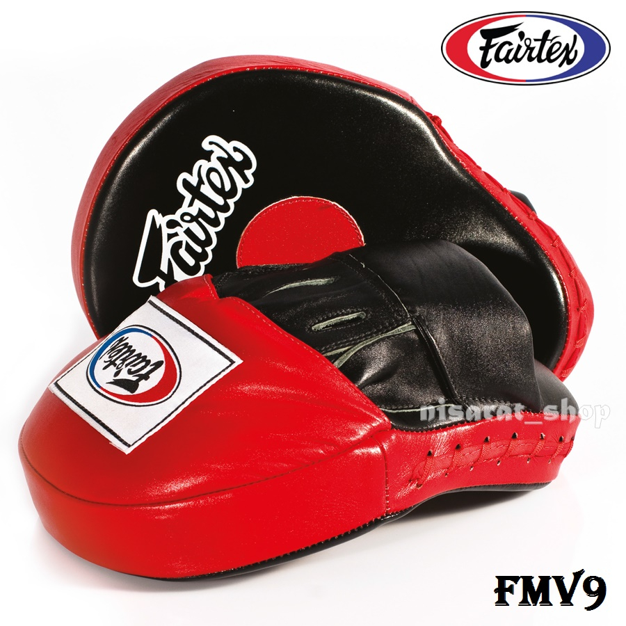 Fairtex Focus mitts FMV9 Untimate Contoured Red-Black Trainer MMA K1 ...