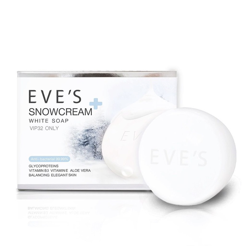 EVE’S (ของแท้100%) สบู่ครีมขาว EVE’S SNOWCREAM WHITE SOAP 130g. ลดสิว ...